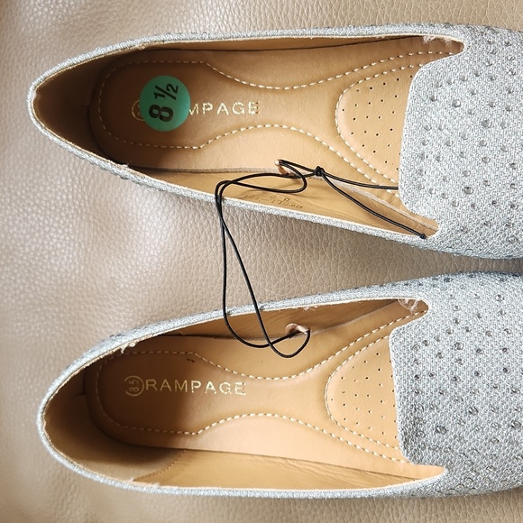 Rampage | Shoes | Rampage Rhinestone Smoking Shoe Loafers Slipon Silver ...